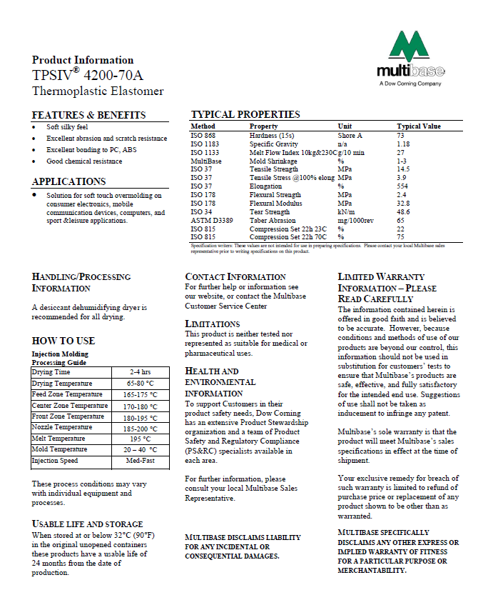 道康宁TPSIV:TPSIV 4200-70A-道康宁硅粉|道康宁硅酮母粒|阻燃剂|磷酸脂固态阻燃剂|K胶|热塑性弹性体TPE--东莞瑞驰化工有限公司